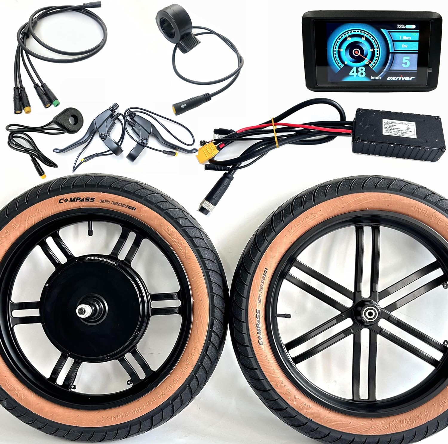 72V2000W Electric Fat Bike Motor Wheel Kit Aluminum Rim Motor Set 20x4 ...